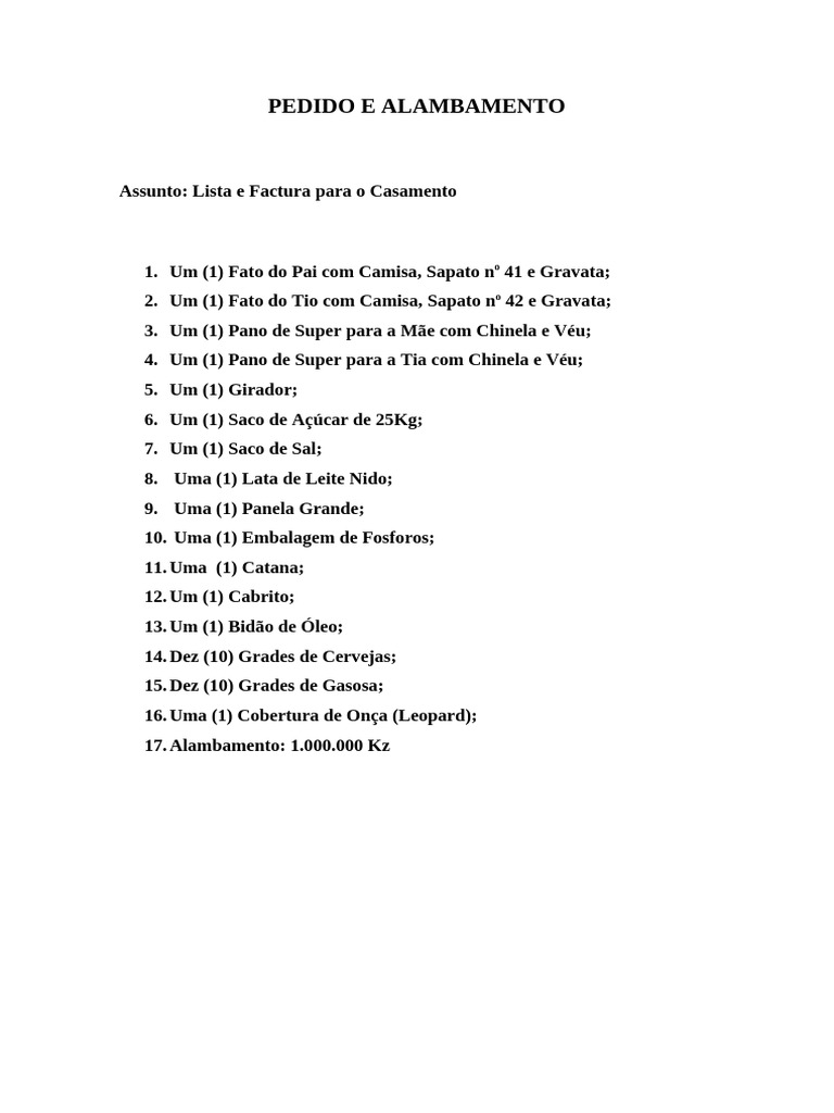 Pedido e Alambamento | PDF