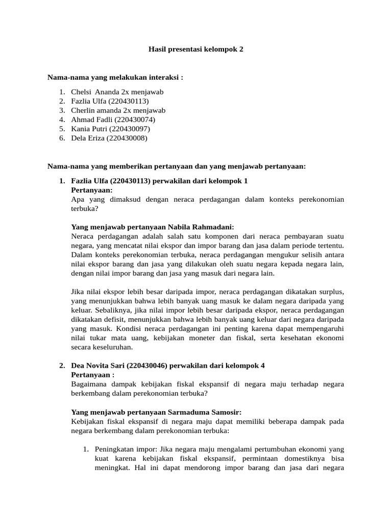 Hasil Presentasi Kelompok 2 | PDF