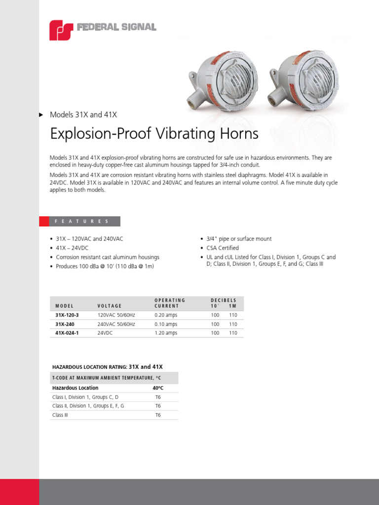 Explosion-Proof Vibrating Horns - S2050 | PDF