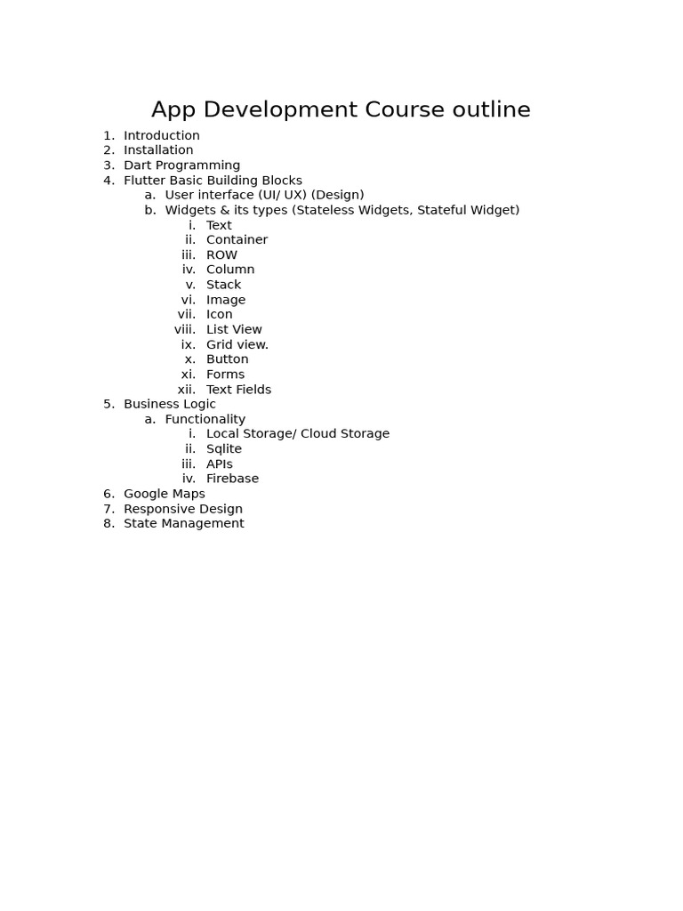 App Development Course Outline | PDF