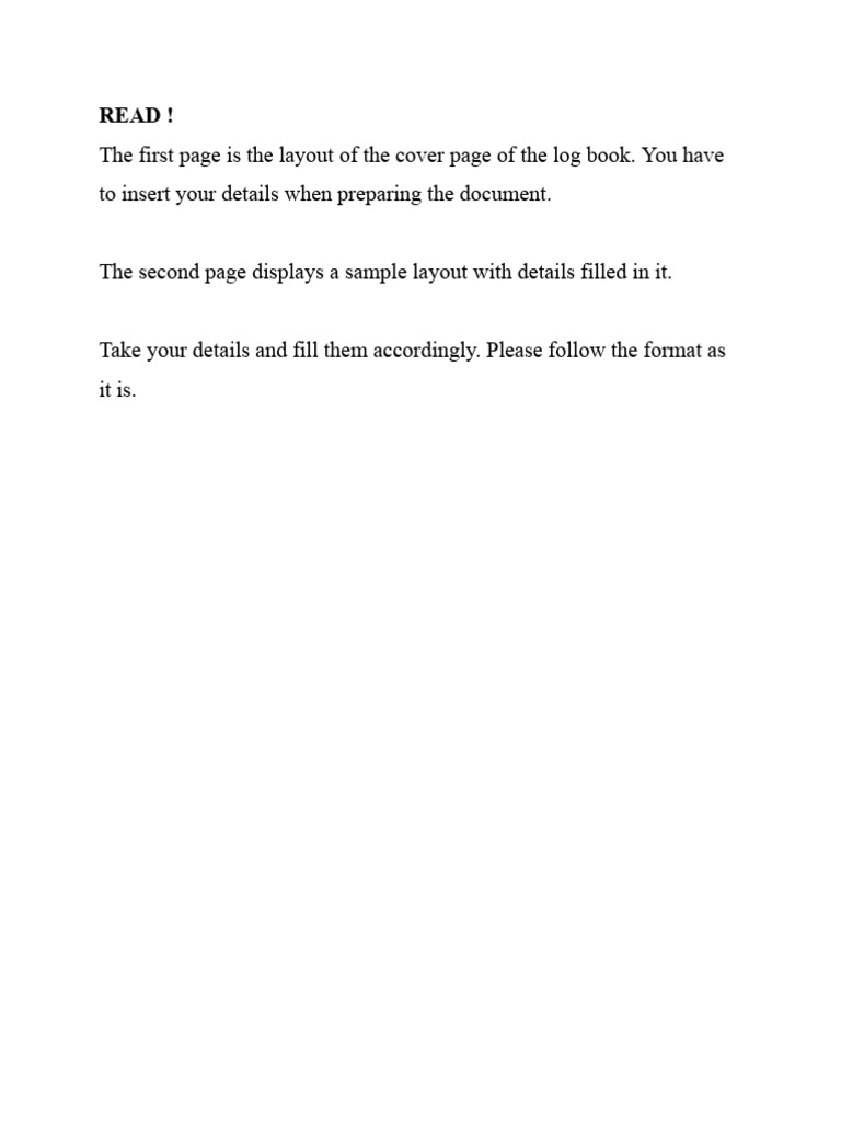 Log Book Cover Format | PDF