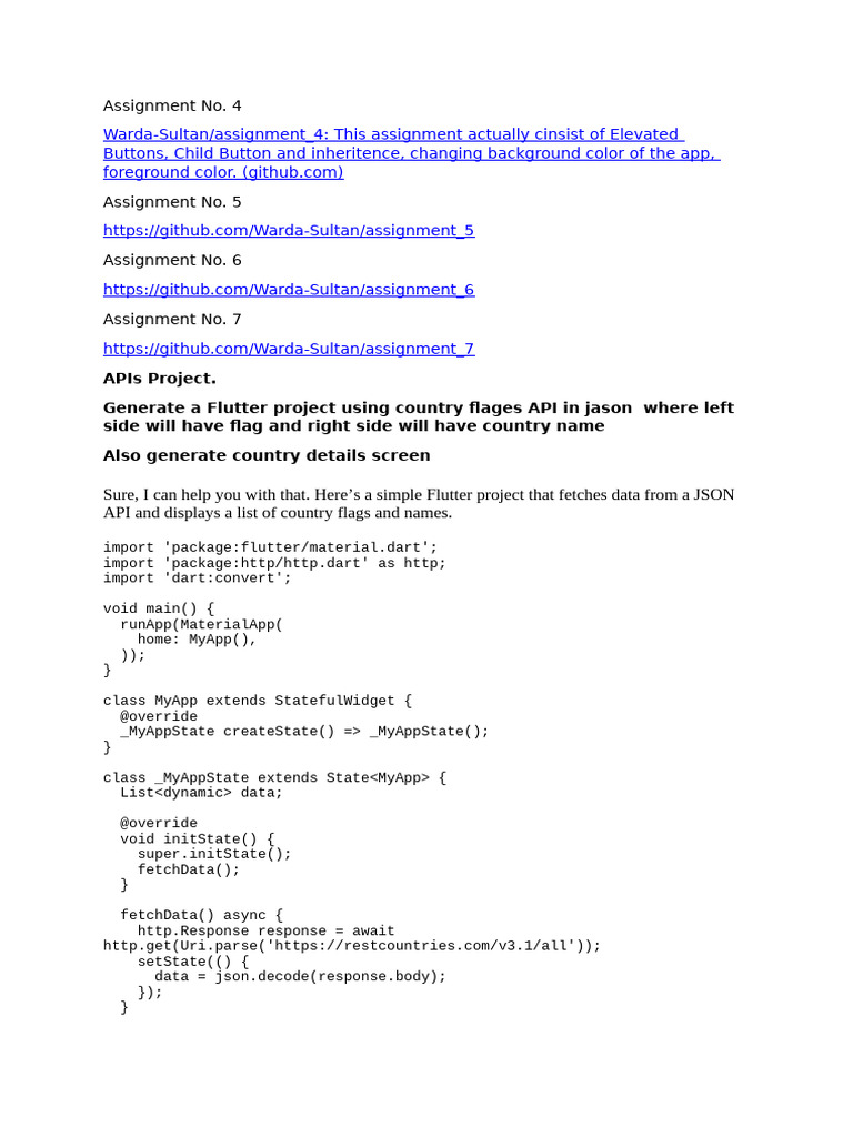 GitHub Repository Links For Assignments | PDF