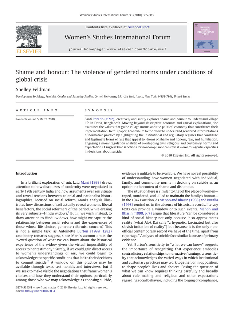 Shame and Honour | PDF