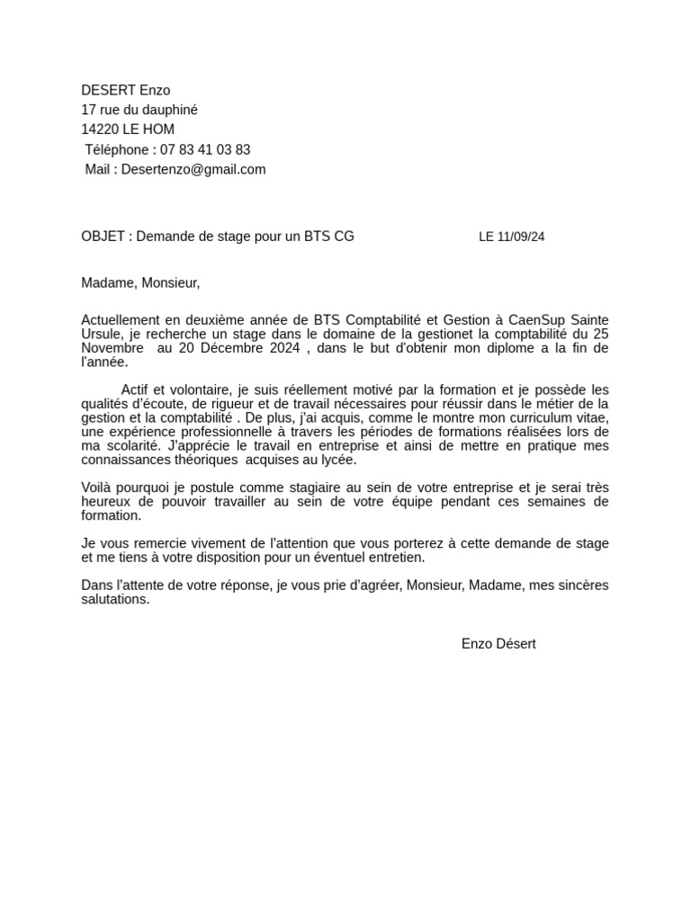 Lettre BTS CG1 Copie | PDF