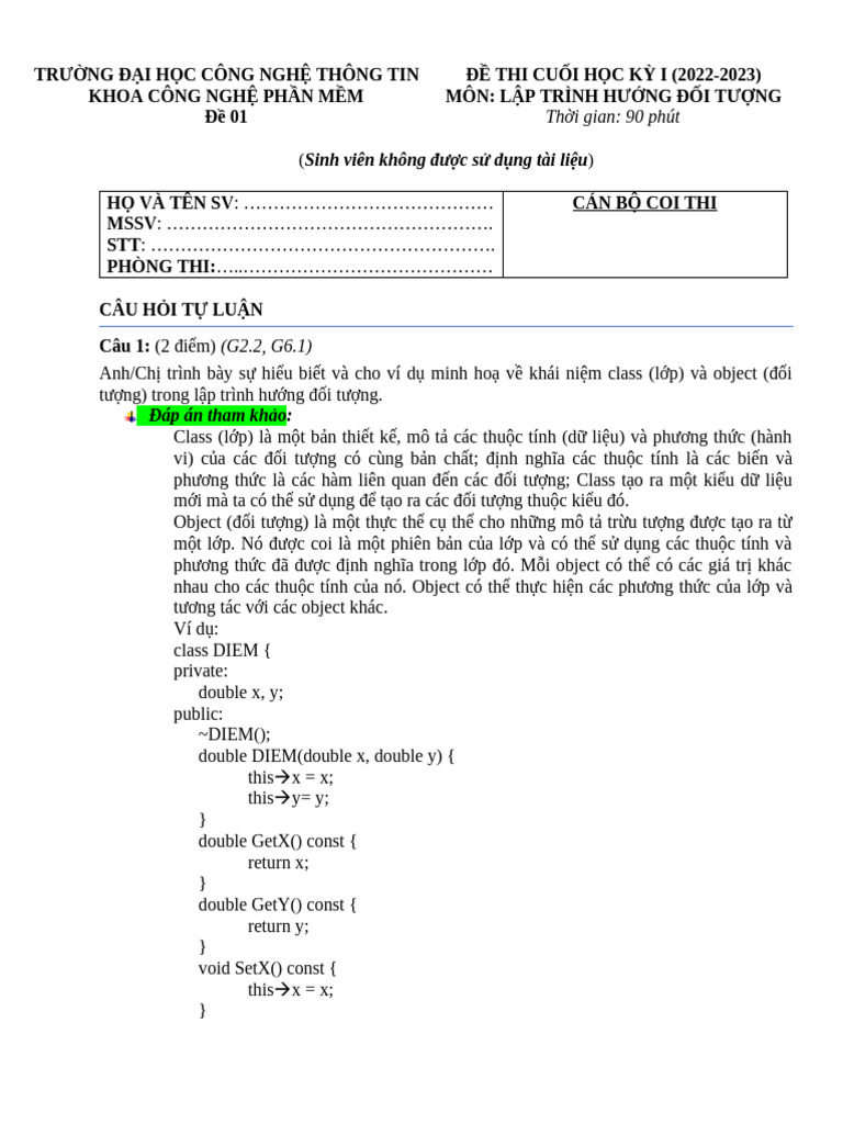 OOP-DAPAN-HK1_2022-2023 | PDF