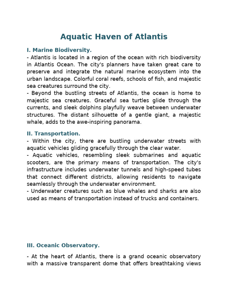 Aquatic Haven of Atlantis | PDF