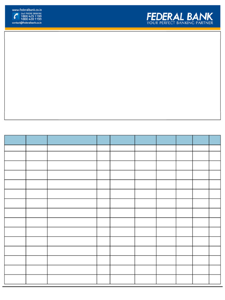 Federal Bank Account Statement Sample | PDF | Financial Services ...