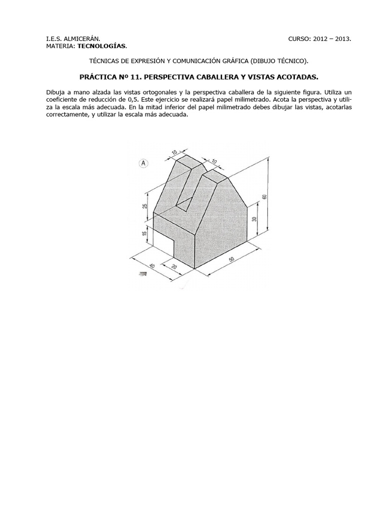 Ejercicio Perspectiva Caballera y Vistas Acotadas | PDF