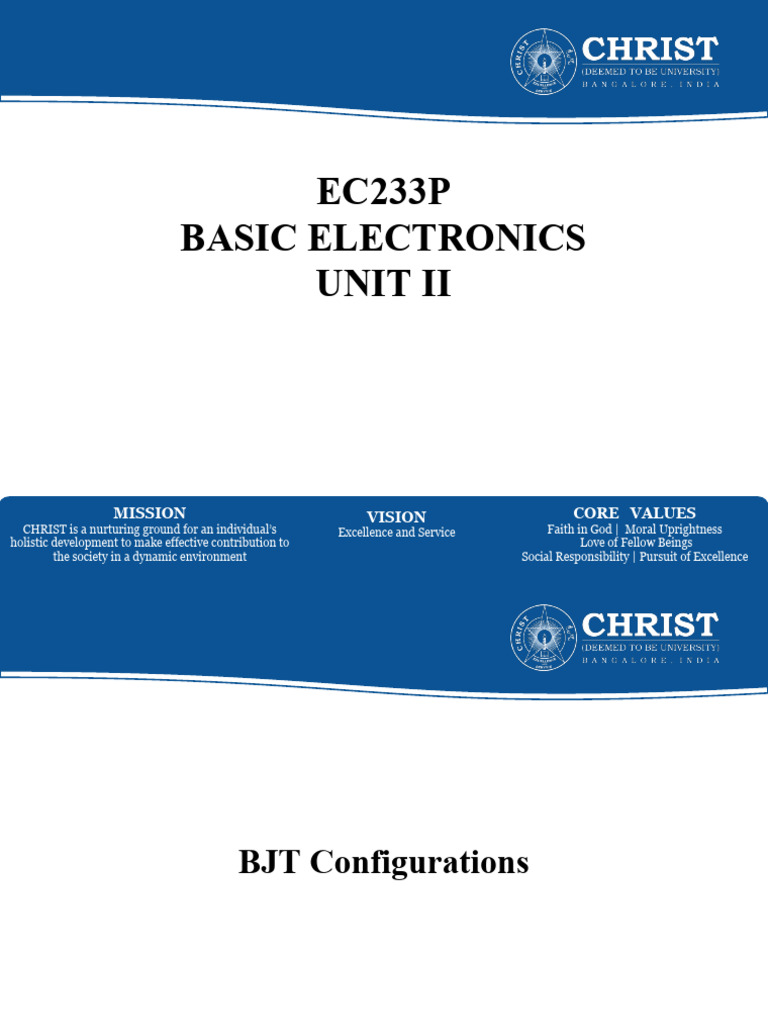 Lecture 4 Bjt Configurations Common Base Configuration Pdf