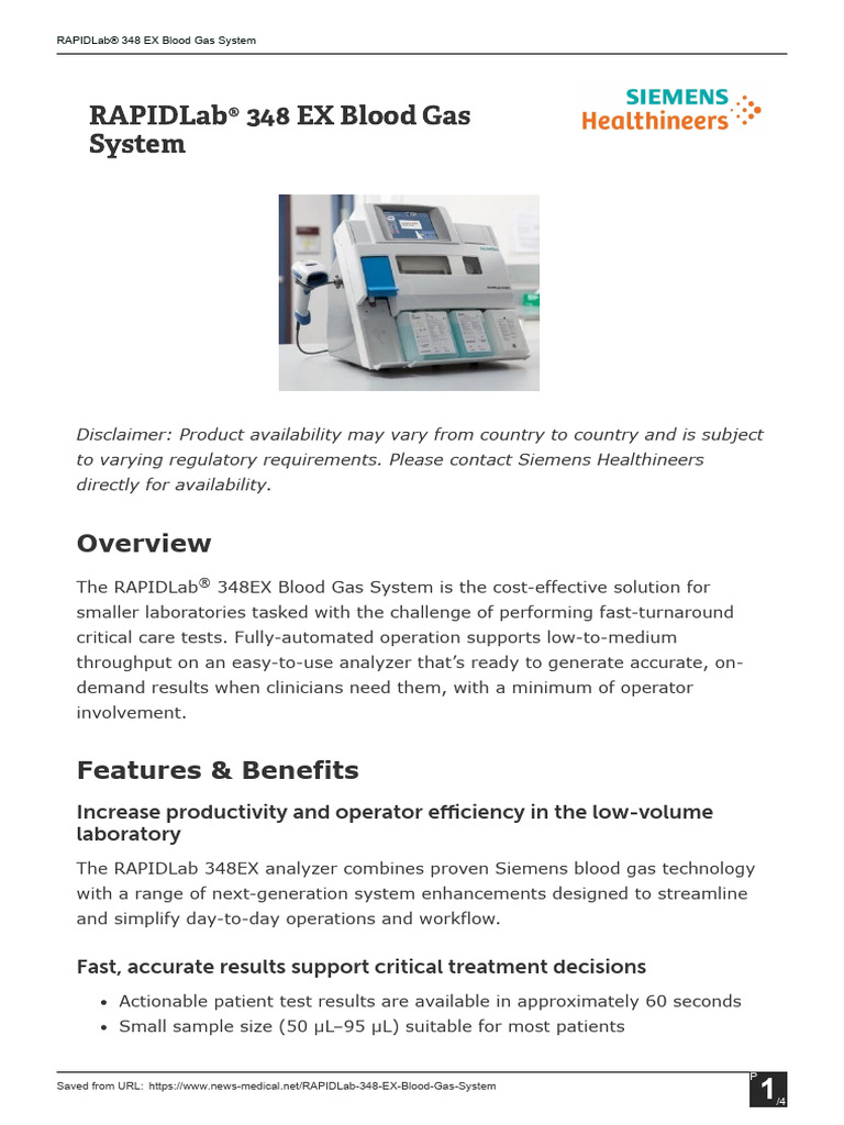 RAPIDLabc2ae 348 EX Blood Gas System | PDF