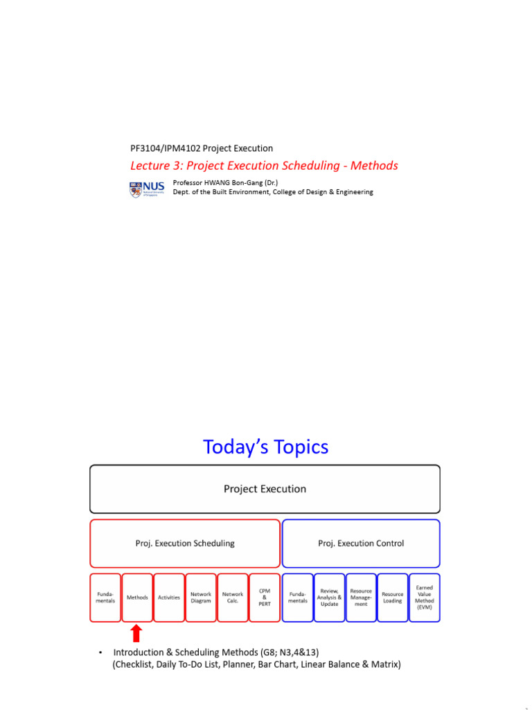 PF3104 - IPM4102 - L3 Project Execution Scheduling - Methods | PDF