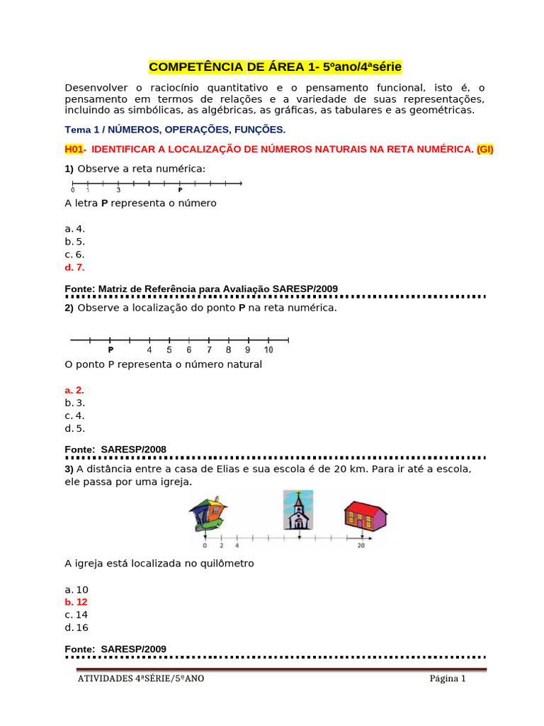 5 Ano Ativ Saresp | PDF