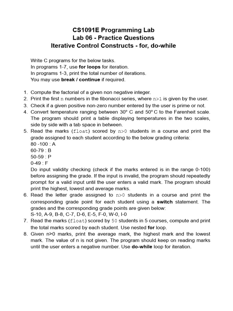 Lab06 Practice Questions | PDF