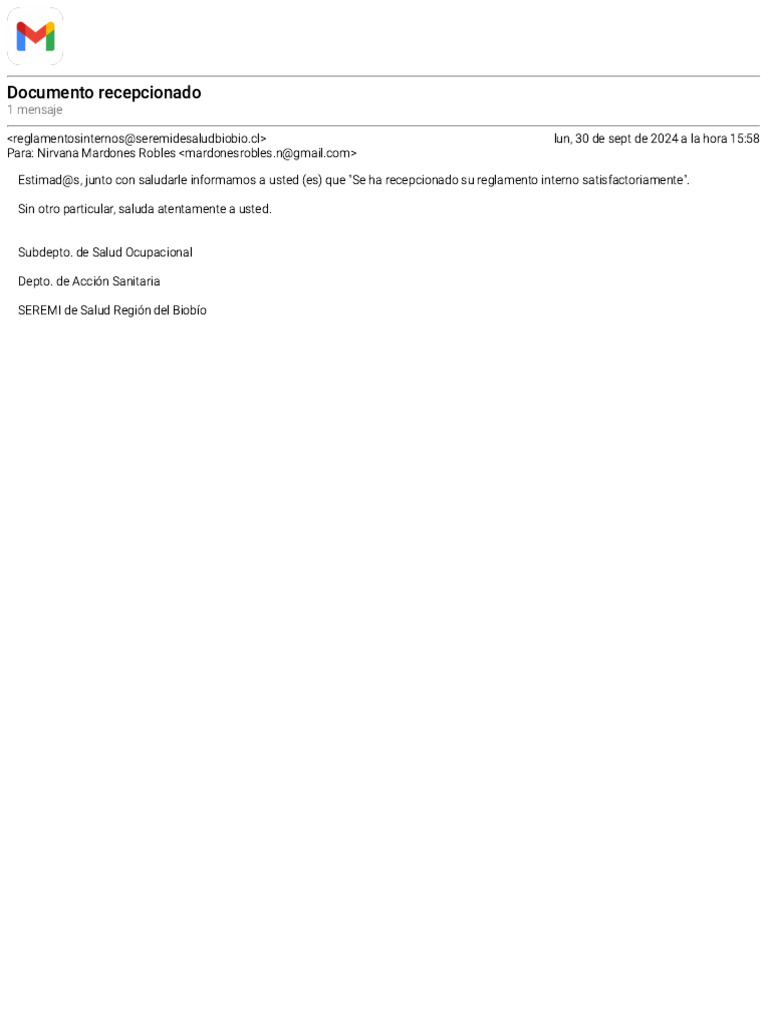Gmail - Documento Recepcionado | PDF