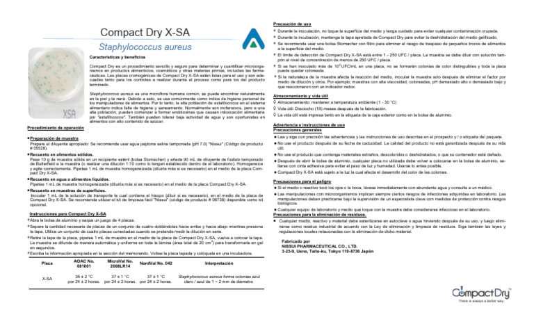 Compact Dry X-SA | PDF | Staphylococcus | Home & Garden