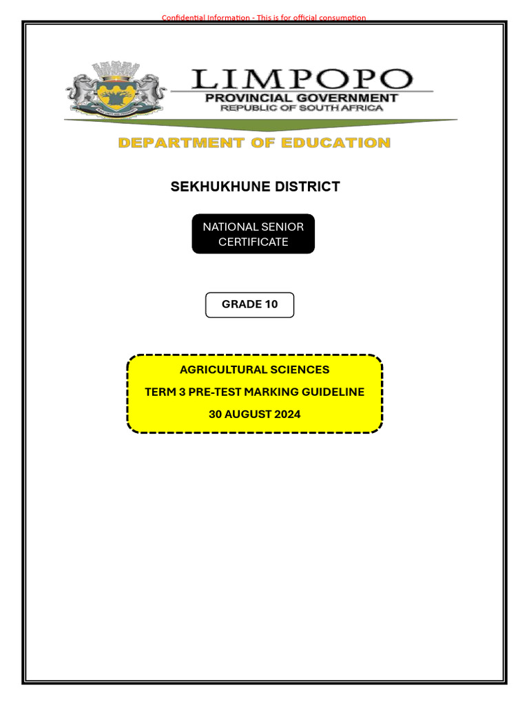 Grade 10 Term 3 Pre Test Mg Pdf