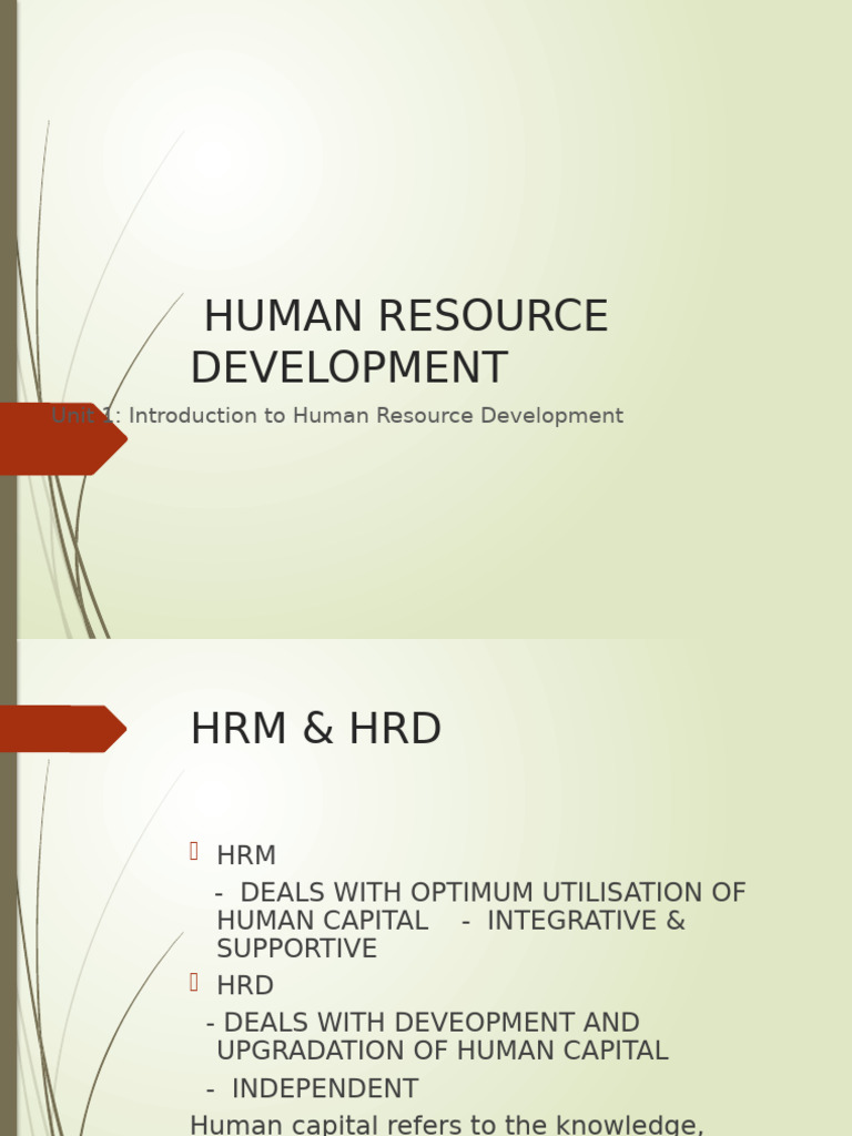 Unit 1 - Introduction To HRD - Lecture 3-1 | PDF