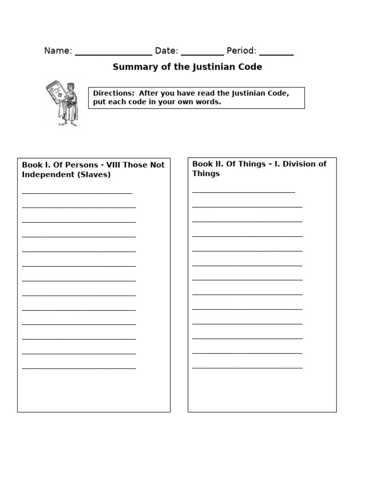 Summary For Justinian Code | PDF
