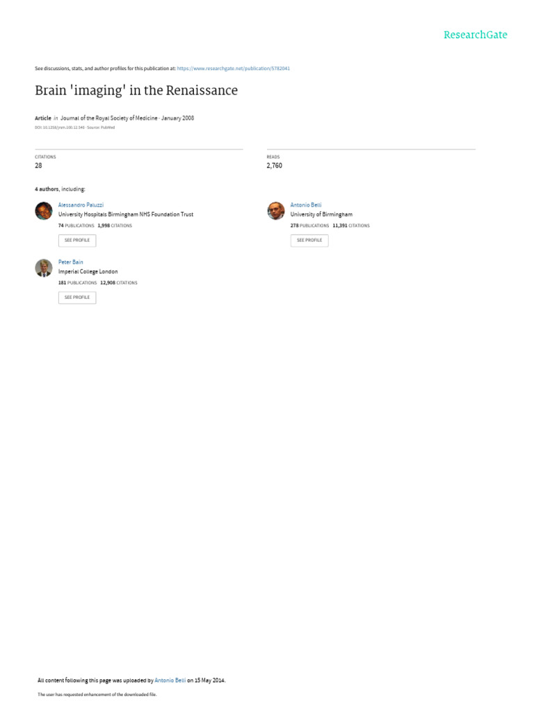 Brain Imaging in The Renaissance | PDF