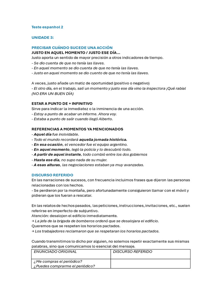 Espanhol Teste 2 | PDF