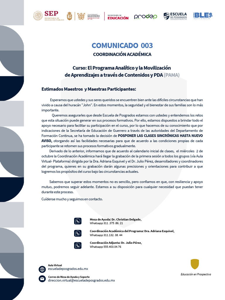 COMUNICADO 003 GUERRERO 2024 PAMA | PDF