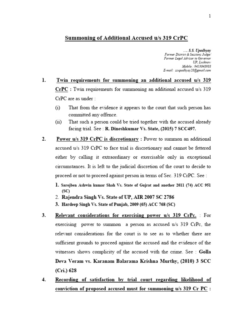 Sec 319 CRPC | PDF