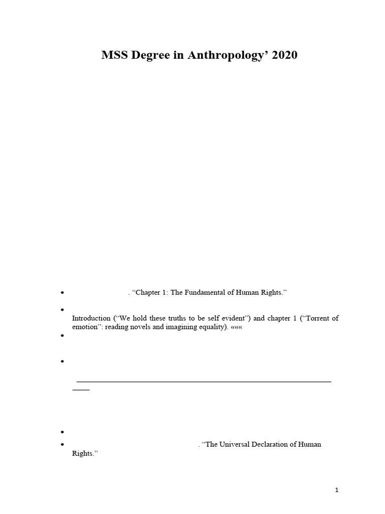 Anthropology of Human Rights - MSS - Liton Hossen | PDF