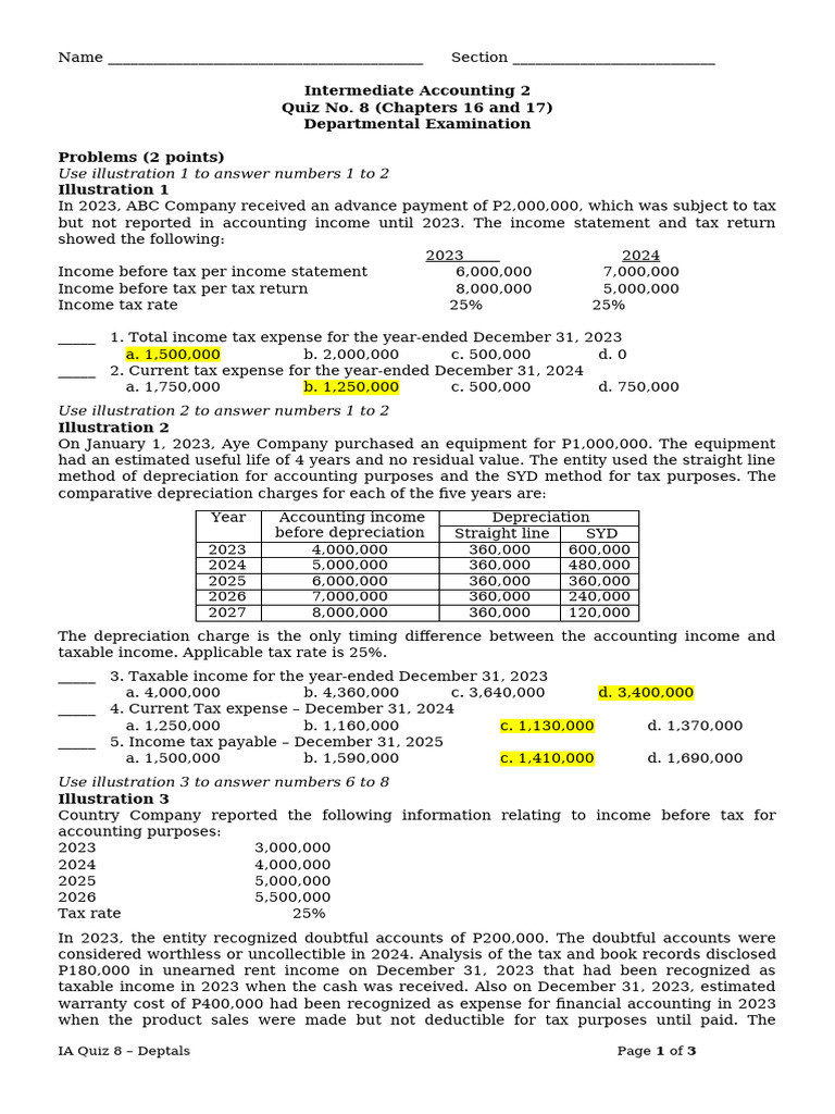 Quiz8 Deptals Answer | PDF
