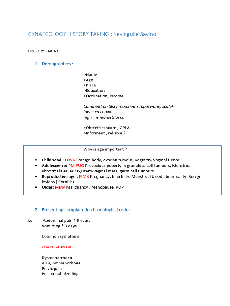 GYNAECOLOGY Case | PDF
