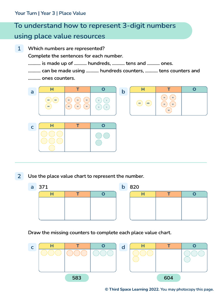 Y3 Represent 3-Digit Numbers | PDF