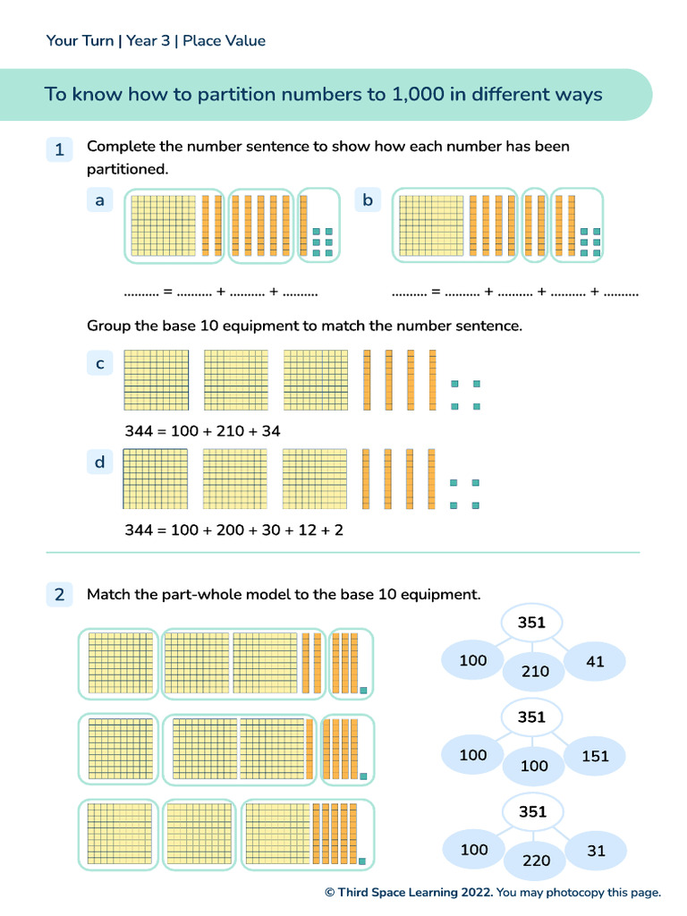 Y3 Partition Numbers To 1,000 in Different Ways | PDF