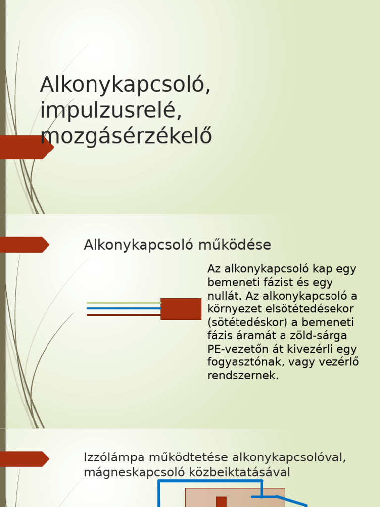Alkonykapcsolo Impulzusrele Mozgaserzekelo Bekotese | PDF