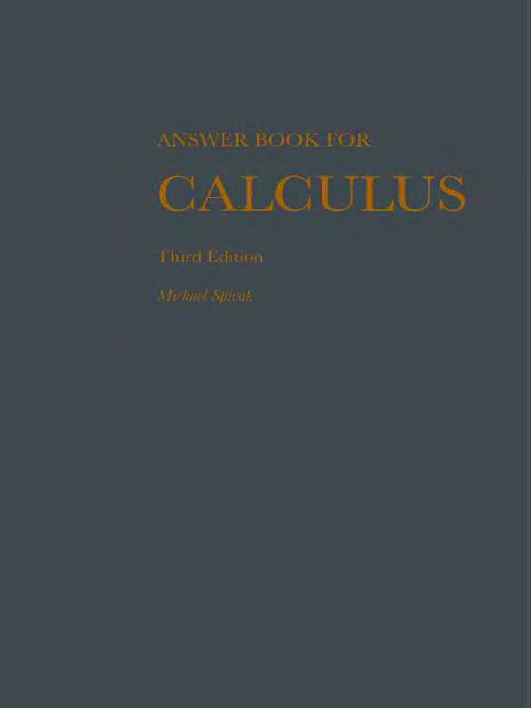 Spivak Calculus Answer Book 3rd Ed 5 PDF Free | PDF