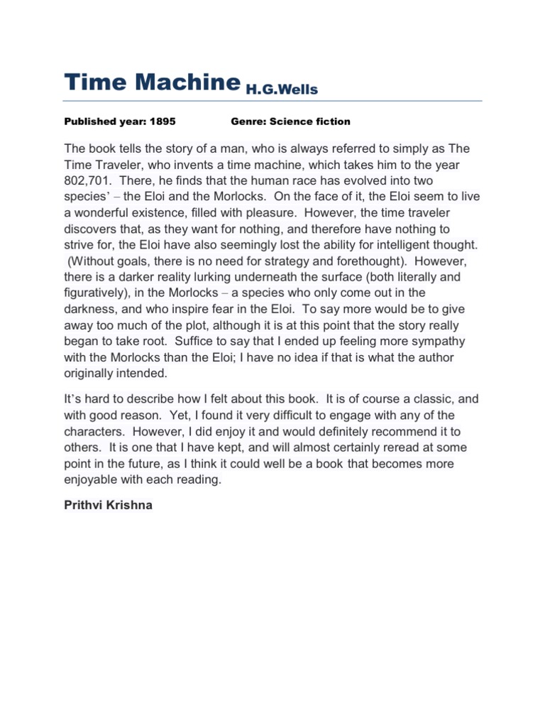 The Time Machine | PDF