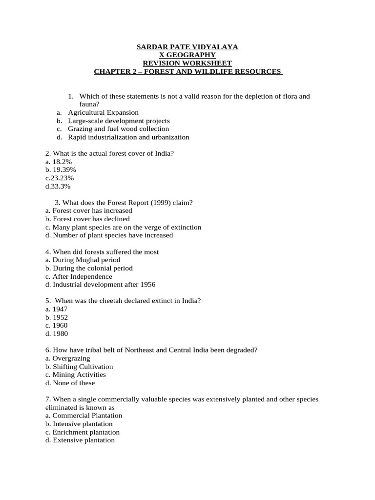 Revision Worksheet | PDF