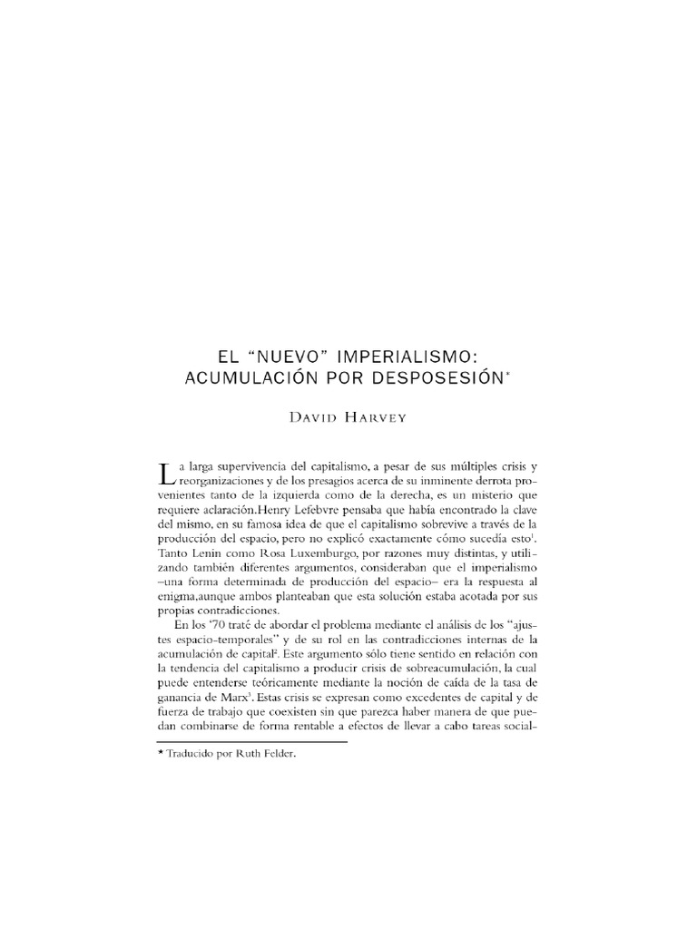 Havery - El - Nuevo - Imperialismo - Acumulación Por Desposesión | PDF