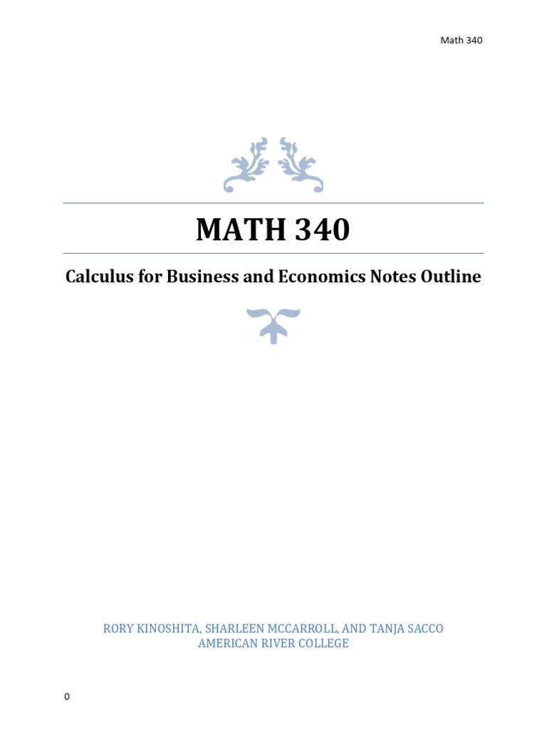 Math 340 Notes Outline | PDF