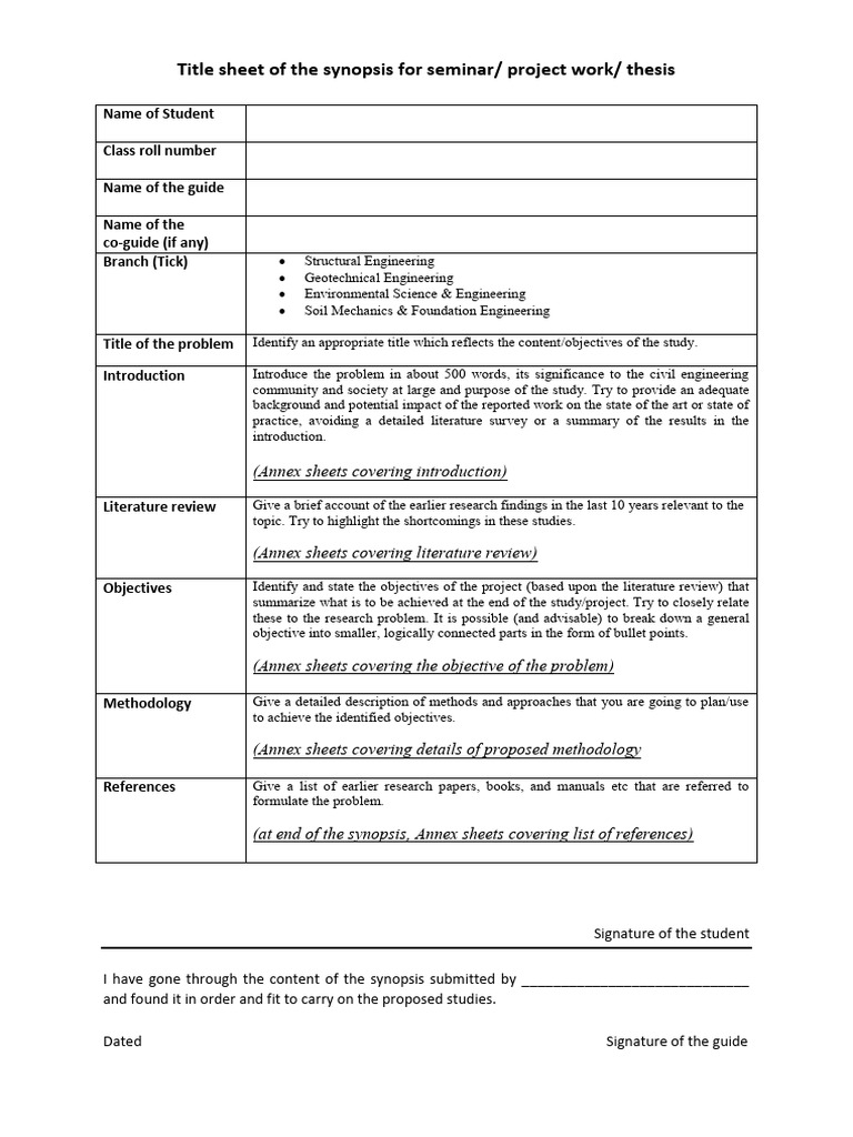 Seminar Synopsis Format Guide | PDF | Engineering | Art
