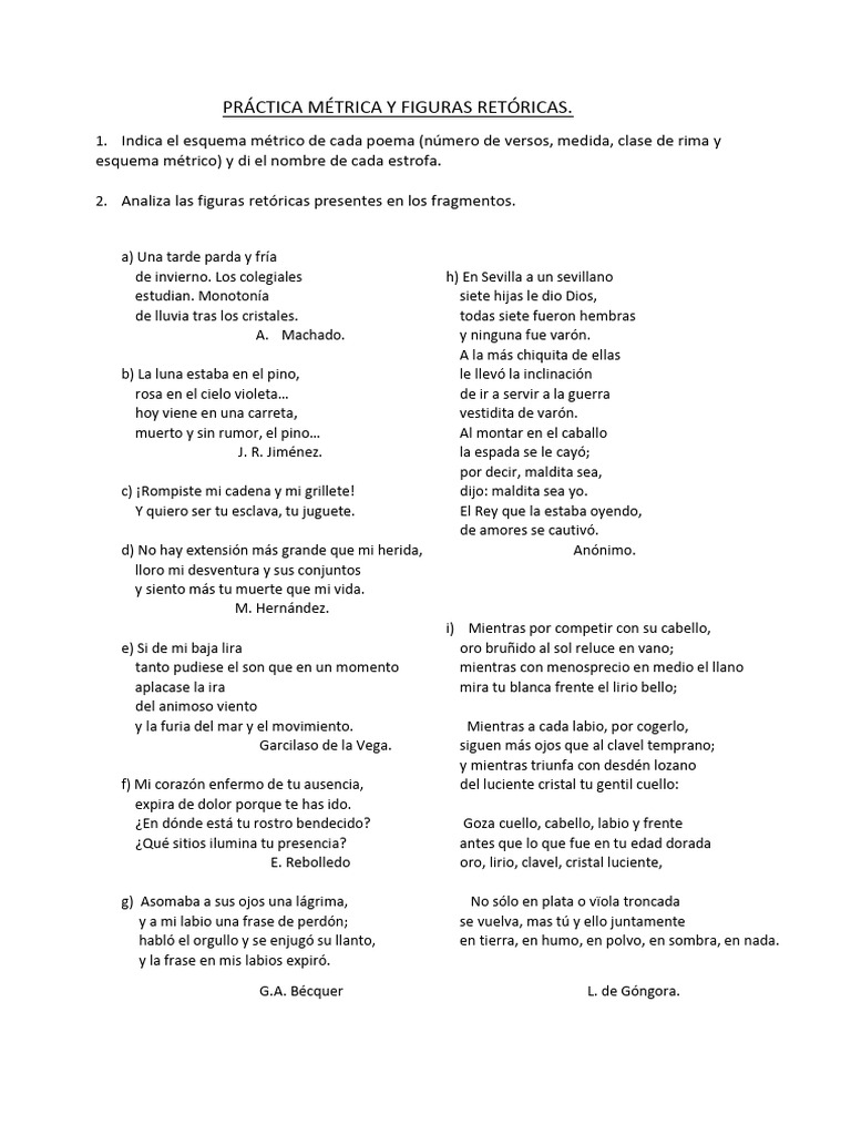 Práctica Métrica y Figuras Retóricas | PDF