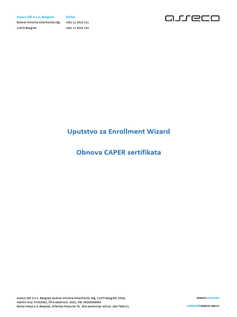 Uputstvo Za Enrollment Obnova Caper Sertifikata | PDF