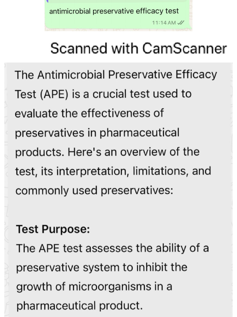 Preservative Test | PDF