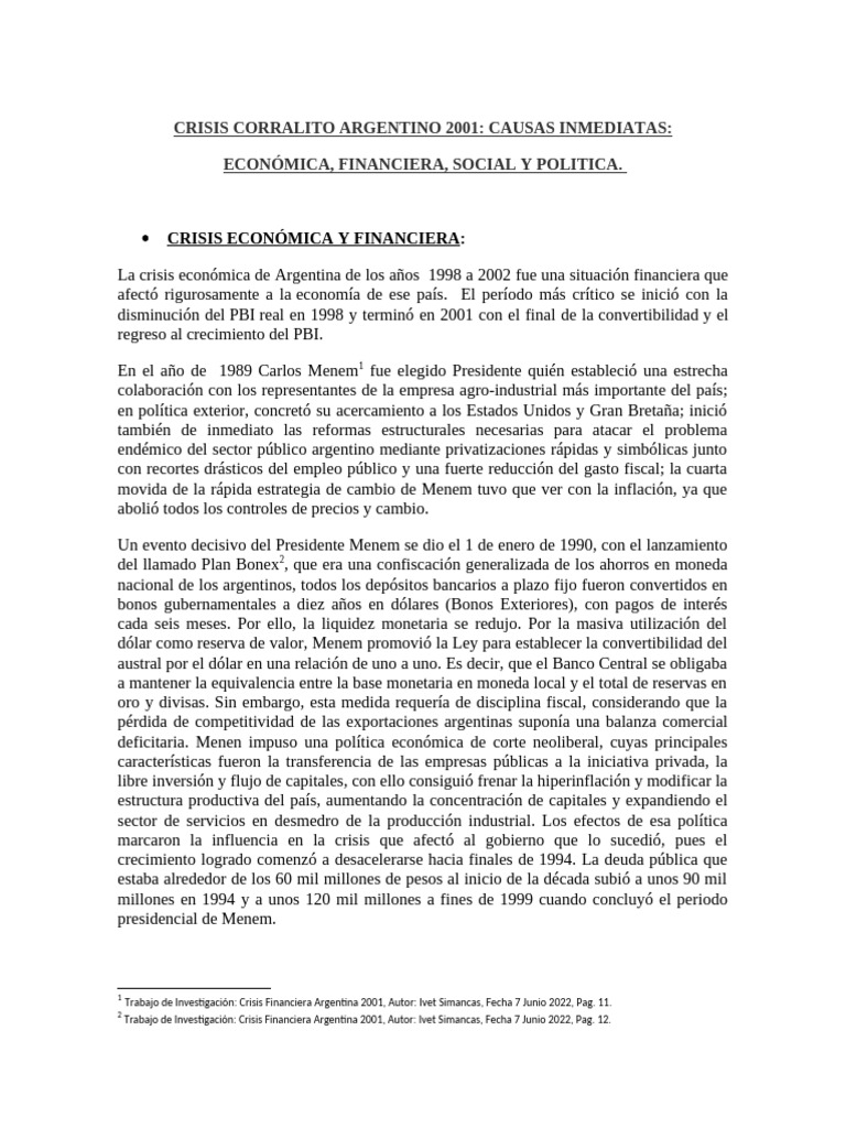 Causas Corralito Argentino 2001 | PDF