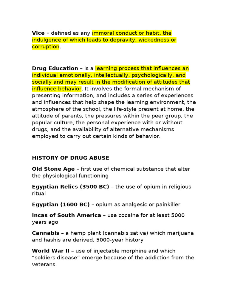 Vice and Drugs | PDF