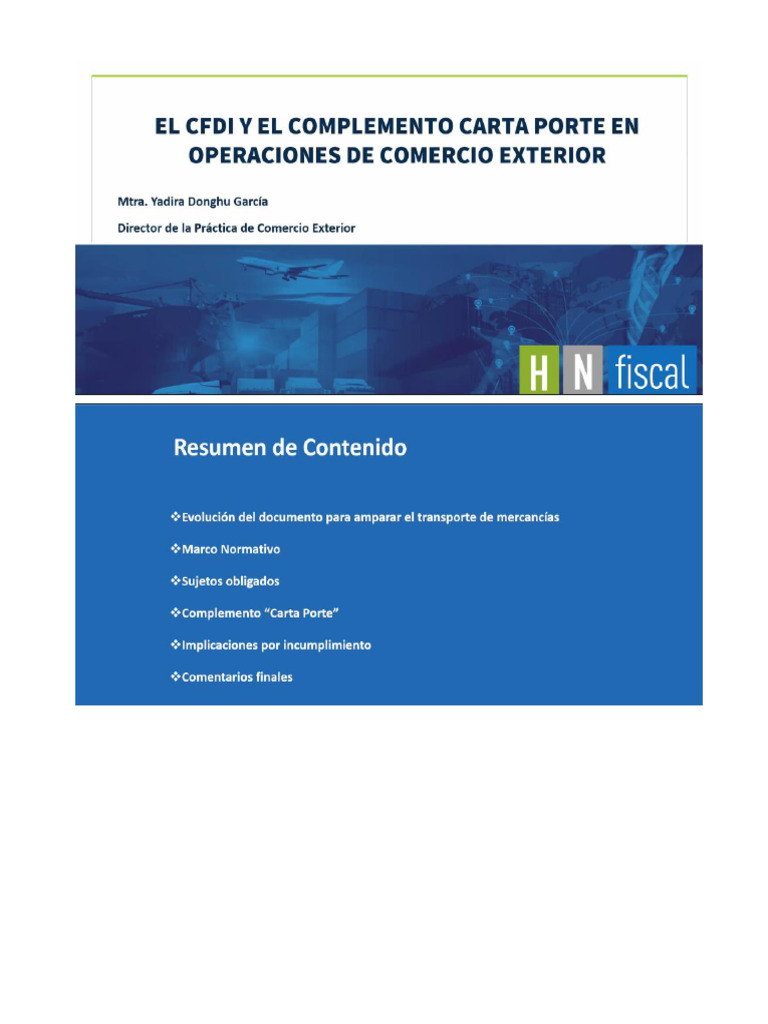 El Cfdi y El Complemento Carta Porte en Operaciones de Com Ext | PDF