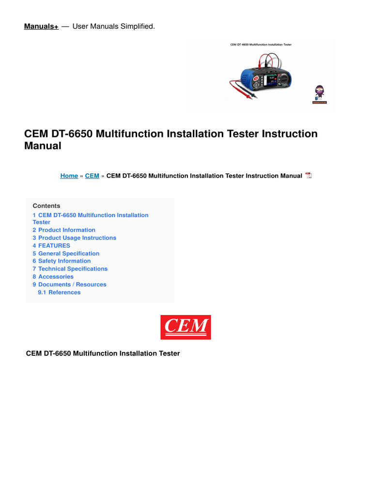 CEM DT-6650 Tester Instruction Manual | PDF | Alternating Current ...