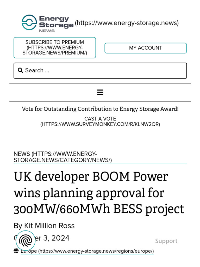 UK Developer BOOM Power Wins Planning Approval For 300MW - 660MWh BESS ...