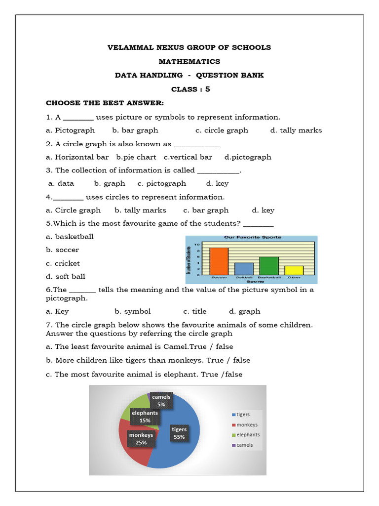Std5 Datahandling Worksheet PDF | PDF