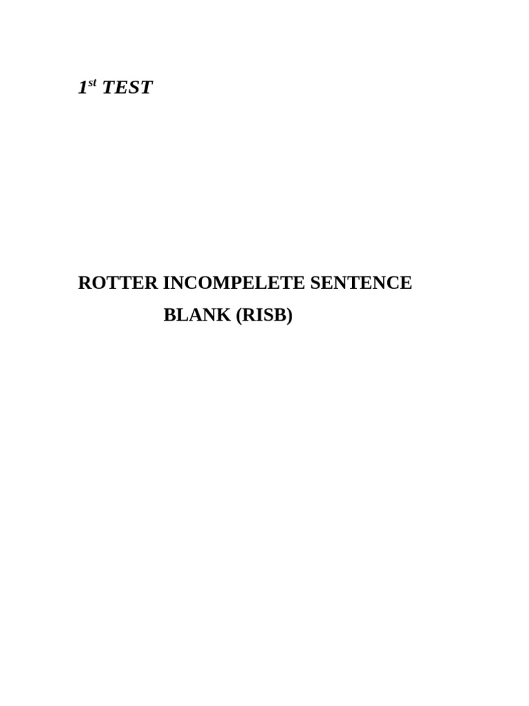 RISB Psychological Test | PDF