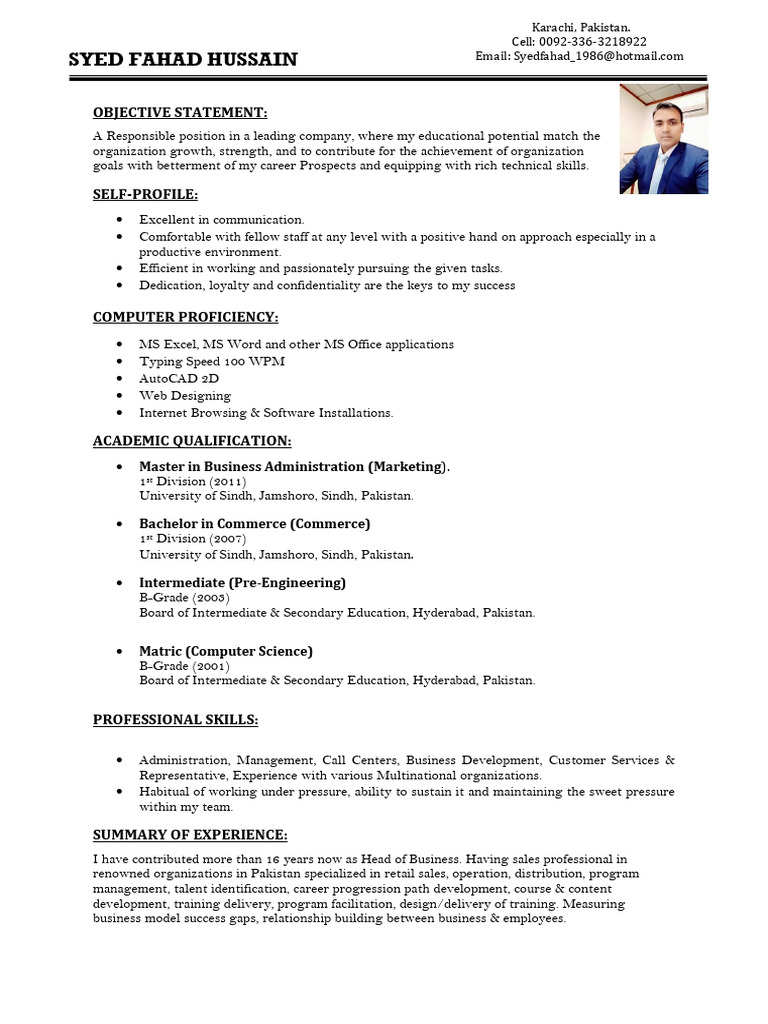Resume Syed Fahad Hussain | PDF