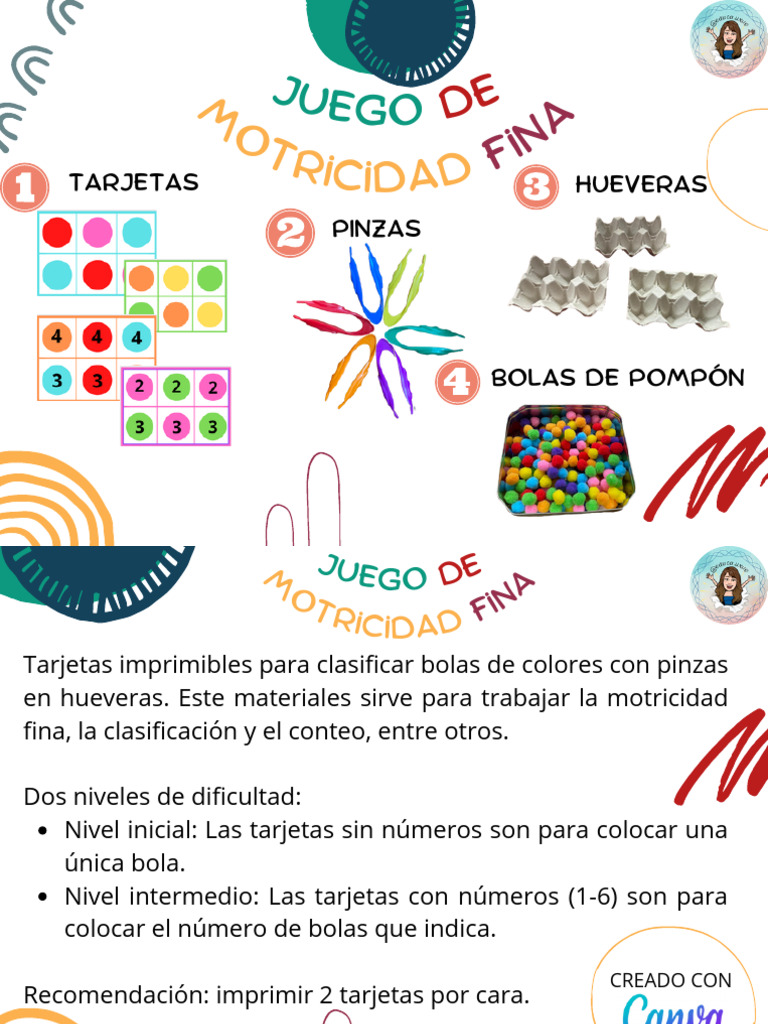 Juego de Motricidad Fina Tarjetas Imprimibles | PDF